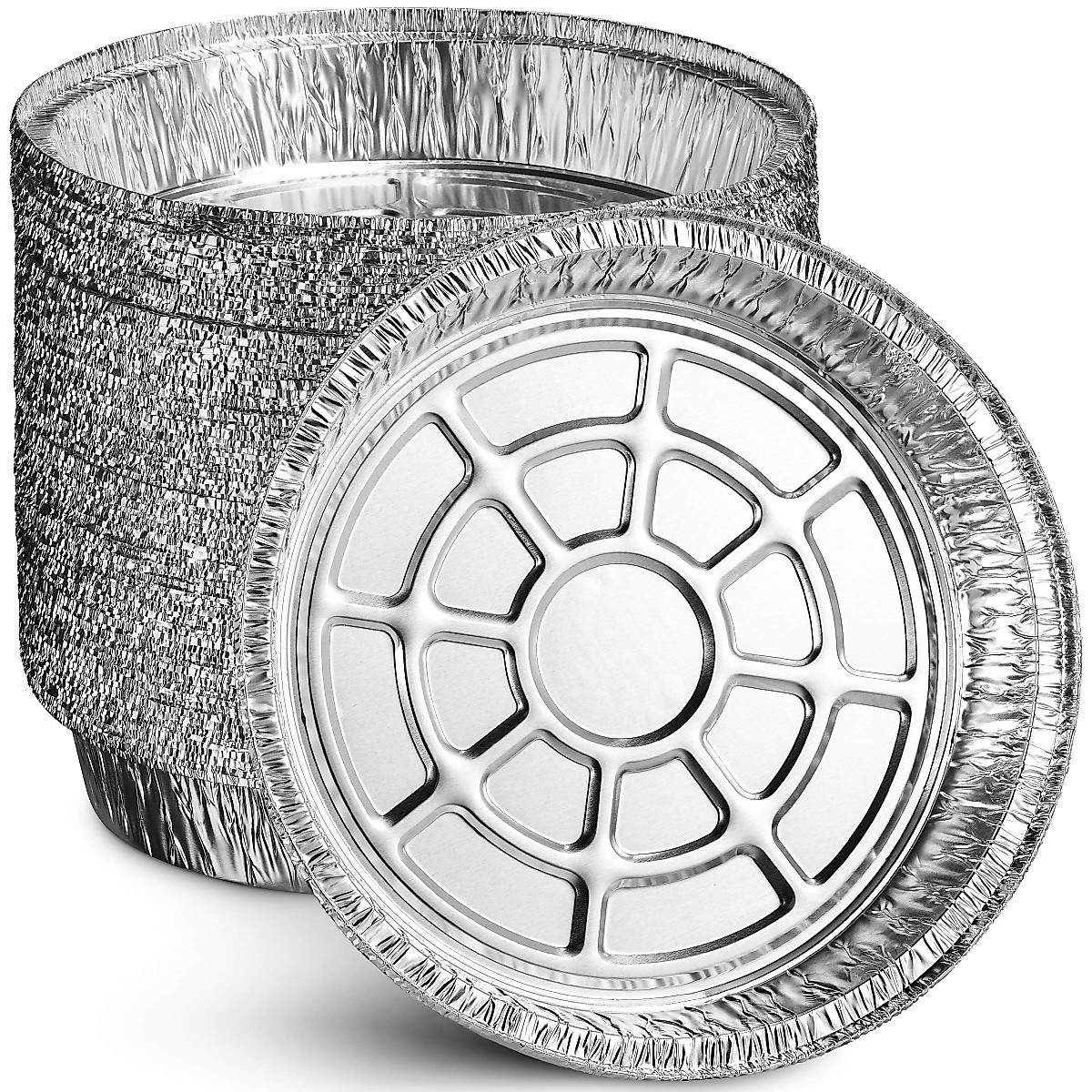 MontoPack 9” Round Aluminum Foil Pans | Disposable Containers with Straight Walls for Storing, Serving, Baking & Reheating | Freezer and Oven Safe, Recyclable, USA-Made | 50-Pack of Tins for Meal Prep