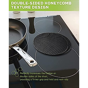 Armrouns Silicone Trivet Mats 2/4 pcs, Heat Resistant 600 ℉ 7.1 Inch Food Grade & BPA Free. Multipurpose Non-Slip Hot Pot, Hot Dishers, Jar Opener. (7.1inch, 4)