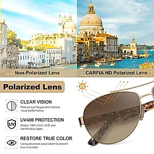 CARFIA New Pilot Sunglasses for Women Polarized UV Protection, Metal Frame Acetate Temples, Trendy Fashion Style CA2305