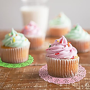 200 Pcs Round Lace Paper Doilies, 4.5" Round Decorative Paper Placemats, Assorted 10 Colors Disposable Paper Doilies for Cake Wedding Tableware Decoration, Tables Decorating Birthday Party Cakes