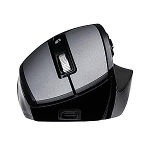 SANWA Ergonomic Wireless Mouse, Bluetooth & 2.4GHz Modules, LED Screen, 6 Programmable Buttons, Rechargeable, Compatible with Windows, Mac, iPad, Android