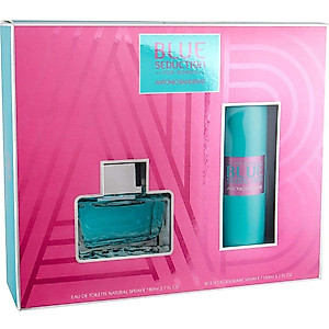 Antonio Banderas Blue Seduction for Women 2piece Gift Set (2.7 Oz Eau De Toilette Spray + 5.1 Oz Deodorant Spray), 7oz