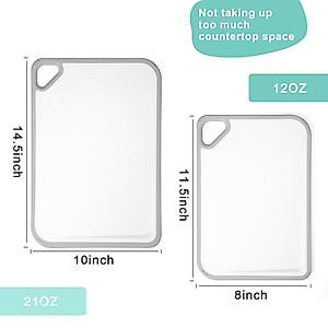 Bouaida Cutting Board, BPA Free Plastic Cutting Board, Non Slip Cutting, Juice Grooves, Hanging, Dishwasher Safe, Sturdy and Durable Kitchen Cutting Board Set (White Set)