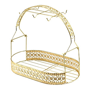 Abaodam Coffee Mug Holder Coffee Cup Rack Tea Cup Holder Dishes Organizer Stainless Steel Wire Rack Display Stand with 6 Hooks for Kitchen Counter Tea Party