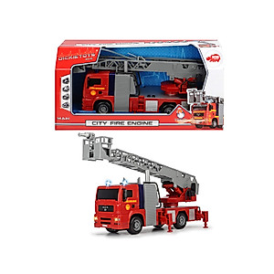 DICKIE TOYS 12" Light and Sound SOS Fire Engine Vehicle (with Working Pump), Red