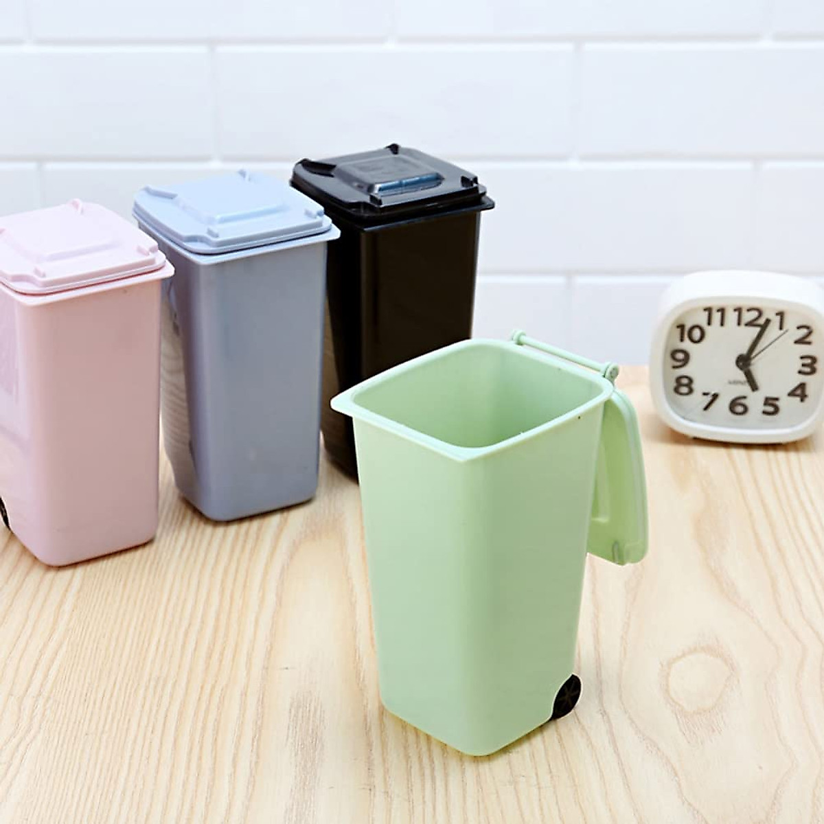 Compost Bin Recycle Bin 3 Pcs Mini Curbside Garbage Trash Bin Pen Holder Recycle Can Set Pencil Cup Desktop Organizer for Home Office Black Green Compost Bin Recycle Bin