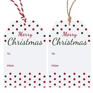 Christmas Gift Tags, Christmas Gift Tags with String,100 Pcs Merry Christmas Design Tags Xmas Holiday to from Name Tags, Paper Gift Hang Label Tags for Christmas Gift Wrap, DIY Crafts, Xmas Present