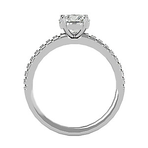 1/4 Carat Natural Diamond and 1 Carat Moissanite Engagement Ring for Women in 14k White Gold (I-J/F, SI1-SI2/VVS, cttw) Size 6 by VVS Gems