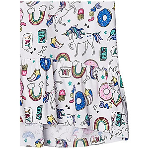 Amazon Essentials Toddler Girls' Long-Sleeve Tunic T-Shirts (Previously Spotted Zebra), Pack of 2, White Doodles/Unicorn, 2T