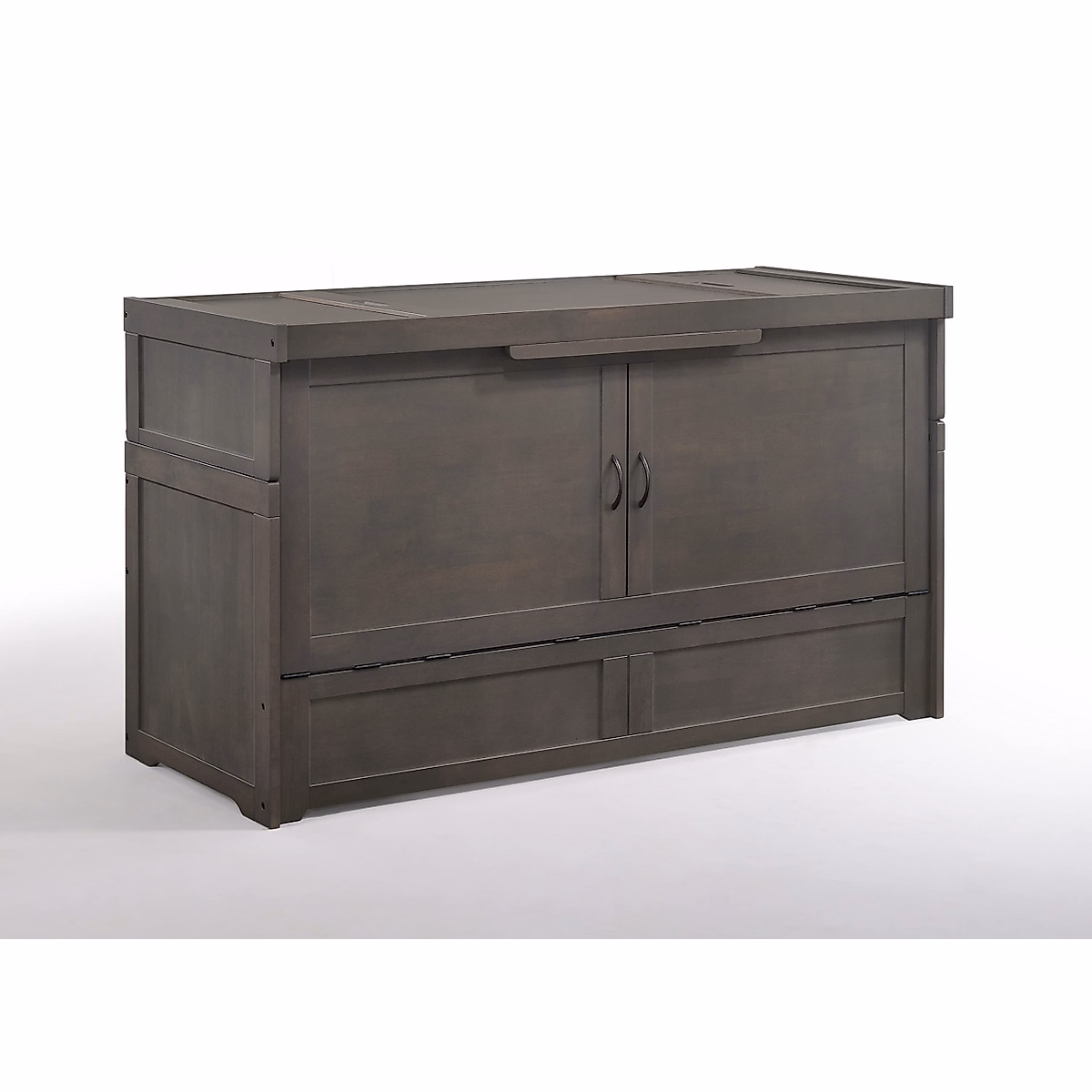 NIGHT & DAY Murphy Cube Queen Cabinet Bed Ready-to-Assemble with Custom 6" Memory Foam Mattress (Stonewash)