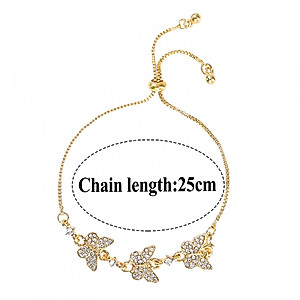 Fashion Bracelet for Women Micro Set Craft Full Diamond Petal Bracelet Light Luxury Bracelet Adjustable Link Bracelet Jewelry Gifts for Halloween Christmas Thanksgiving Day, One Size