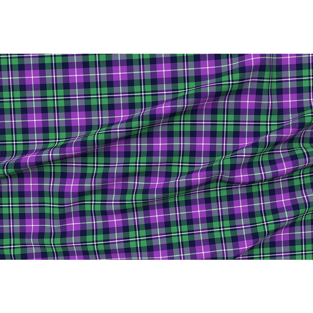 Spoonflower Fabric - Tartan Green Purple Plaid Scottish Block Colour Vibrant Printed on Petal Signature Cotton Fabric by The Yard - Sewing Quilting Apparel Crafts Decor