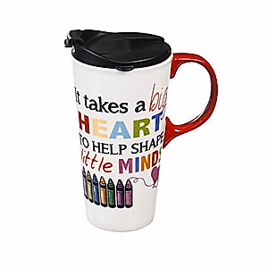 Cypress Home It Takes A Big Heart To Help Shape Little Minds 17 OZ DoubleWall Insulated Travel Mug Teacher Appreciation Gift 3.5 x 5.25 x 7 inches