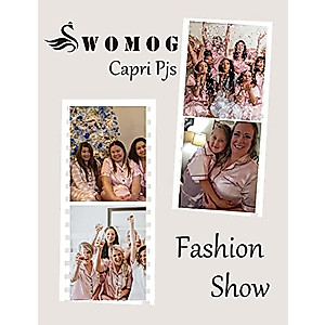 SWOMOG Satin Pajama Set Women Silk Pjs Set Short Sleeve 2 Piece Button Down Sleepwear Lounge Sets White