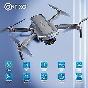 Contixo F28 Pro 4K Camera Drone - FHD Video Drone with GPS Control Selfie Mode, Follow Me, Way Point Orbit Mode and Up to 2 x 25 Mins Flight Time FPV Long Distance Helicopter with Carrying Case for Adults Kids Gift