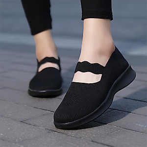 EnllerviiD Women Breathable Mary Jane Shoes Buckle Casual Walking Slip On Sneakers Blue 40