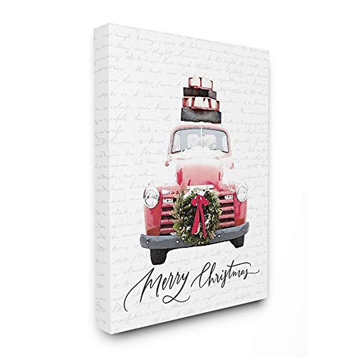 Stupell Industries Merry Christmas Red Truck Holiday Design Canvas, 24 x 30, Multi-Color