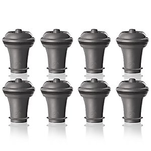 Vacu Vin Wine Saver Vacuum Stoppers - Set of 8 - Gray - for Wine Bottles - Keep Wine Fresh for Up to a Week with Airtight Seal - Compatible with Vacu Vin Wine Saver Pump