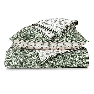 EVERGRACE Floral Printed Quilt Comforter Set Queen Size, 3 Pieces (1 Reversible Quilt Bedding Set, 2 Pillow Shams), Microfiber Lightweight Coverlet Bedspread for All Seasons, Sage Green, 92"x96"