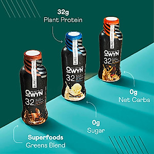 OWYN Only What You Need Pro Elite Vegan Plant Based High Protein Shake, Vanilla, 12 Pack, 32g Protein, Amino Acids, Prebiotics, Omega-3, Workout and Recovery, 0g Net Carbs, Zero Sugar, Keto