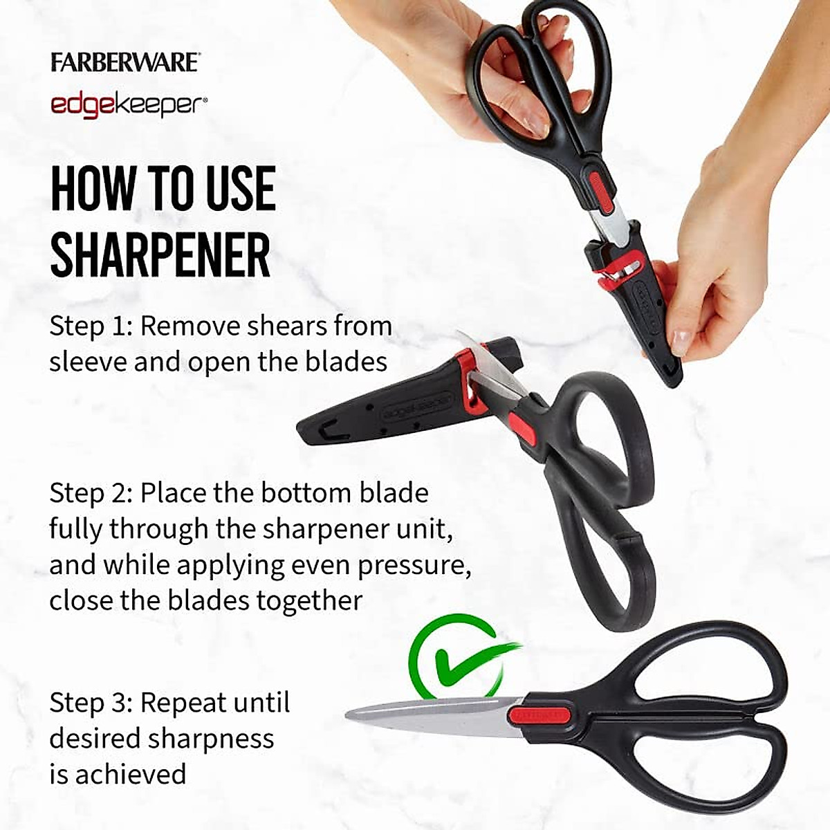Farberware Purpose and Utility Shears with Edgekeeper Sheaths, Set of 2, 2 Piece Set, Black/Red