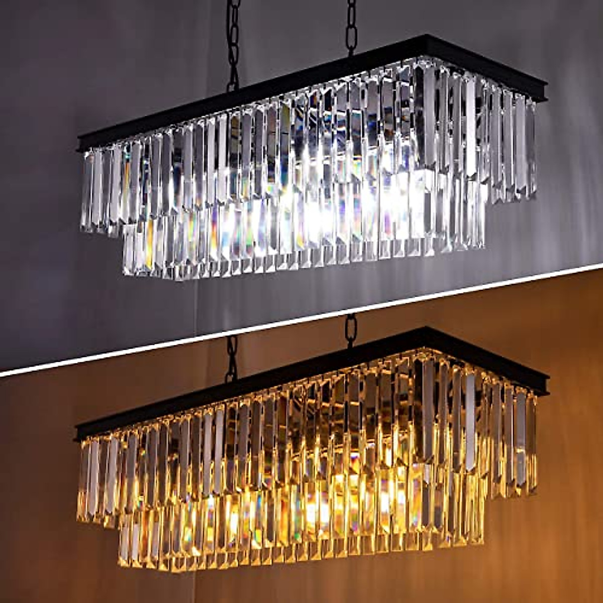 Wellmet Crystal Chandelier, Contemporary Modern Chandeliers Adjustable for Living Room, Dining Room, Pool Table Light, Kitchen Island Lighting
