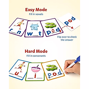 Coogam CVC Sight Words Flashcards, Short Vowel Spelling Game, Preschool Kids Learning Sight Words Supplies, Montessori Educational Writing Reading Toy Gift for 3 4 5 Years Old