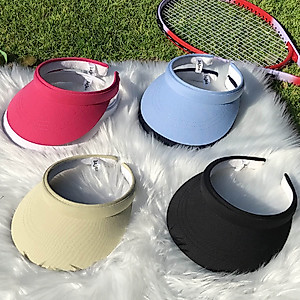 2 Pack Sun Visor Hats Womens Men Clip On Summer Visors Adjustable UV Protection Wide Brim Outdoor Golf Tennis Beach Sports Cap (White & Khaki)