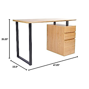 Techni Mobili Computer Desk with Storage and File Cabinet, 30" x 23.6" x 47", Pine