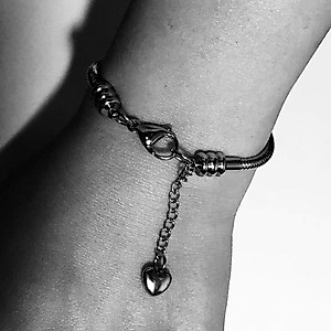 JMQJewelry Christmas Lucky Heart Beads Love Womens Beads Charm for Bracelets Grandmother Daughter Sister Snake Chain Bracelet 19cm 7.48in Clasp