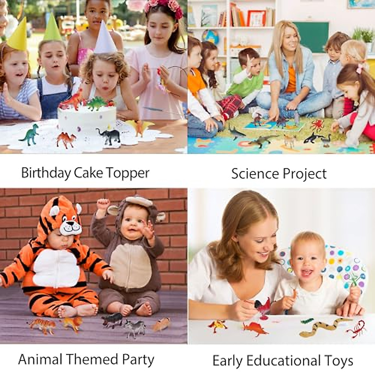 Animal Figures, 72 PCS Realistic Mini Dinosaur Insect Sea Farm Reptile Wild Jungle Animal Toys, Zoo Animals Playset, Cake Topper Party Favors for Kids 1, 2, 3 Year Olds