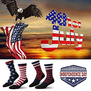 HUSO Flag Socks, Unisex Novelty USA American Flag Freedom Independence Patriotic Socks for Hiking Fitness 1 Pair