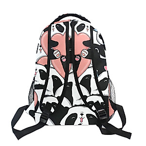 Valentine Day Animal Panda Heart School Backpack Casual Shoulder Bag College Bookbag Travel Hiking Daypack