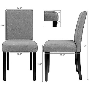 Furmax Dining Chairs Urban Style Fabric Parson Chairs Kitchen Living Room Armless Side Chair with Solid Wood Legs Set of 4 (Gray)