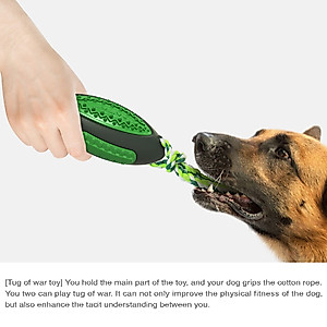 KAMHX Dog Teeth Clean Chewing Durable Football, for Small and Medium-Sized Dogs Missing Food, Human Dog Interaction, with Squeaky Durable Chewing Toys (Dark Green)