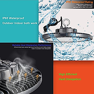 150W UFO LED High Bay Light, 21,000lm (Eqv.600W MH/HPS), 100-277V, 5000K Daylight LED High Bay Lights Fixture 5' Cable with US Plug for Workshop, Warehouse, Barn, Garage - Pack of 1