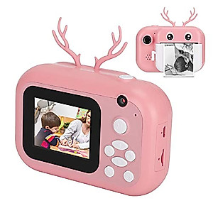 Agatige Print Camera for Kids, Children's Digital Zero Ink Video Camera Portable Thermal 1080P Twin Lens with 2.4in Screen 16G Toys Instant Camera Gift for 3-12 Years Old Kids(Pink)