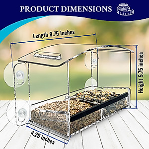 GoGiffy (2-Pack) Acrylic Window Bird House Feeders for Outside Viewing | Large Capacity with 4 Strong Suction Cups | Removable Seed Tray with Drain Holes | Easy to Refill & Clean | Squirrel Chew Proof
