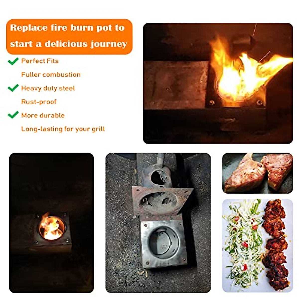 GRISUN Fire Burn Pot for Traeger and Pit Boss Pellet Grill, Upgraded Heavy Duty Pellet Grill Replacement Parts, Come with Hot Rod Igniter, Screws, and Fuse