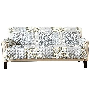 Patchwork Scalloped Printed Furniture Protector Stain Resistant Sofa Cover (Sofa, Grey)
