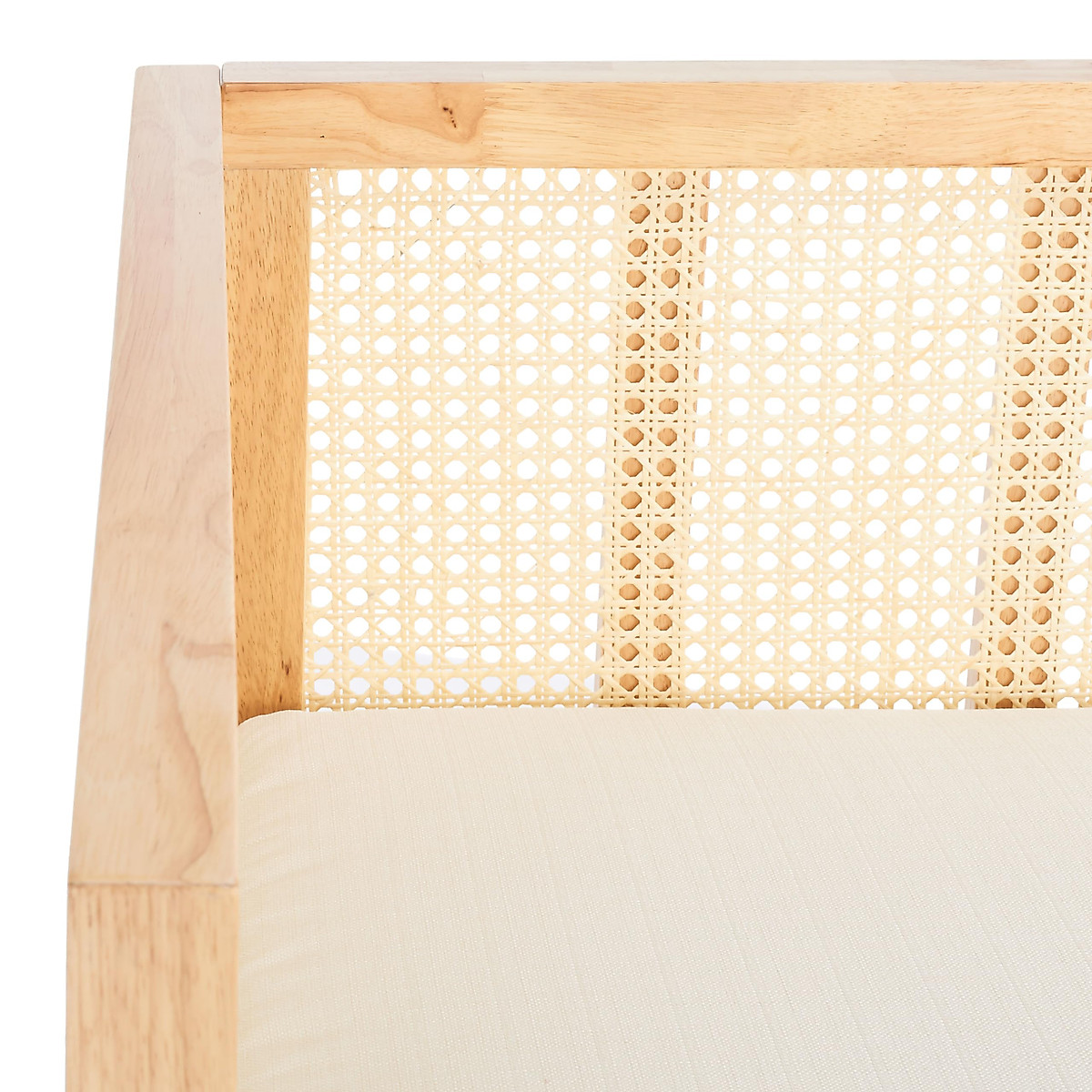 SAFAVIEH Home Collection Dune Coastal Natural Rattan 3-Seater Sofa with White Cushion (Fully Assembled)