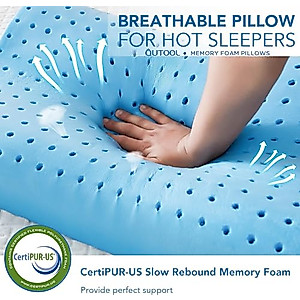 QUTOOL Neck Support Pillow for Sleeping, Cooling Memory Foam Pillow for Neck and Shoulder, Bed Pillow Side Back Stomach Sleeper Pillow for Adults