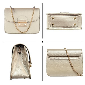 TOYOOSKY Small Purse Crossbody Bags for Women Blue Fashion Handbags for Women Metallic Chain Purse Crossbody Gold Clutch Small Gold Purse in Mini Size