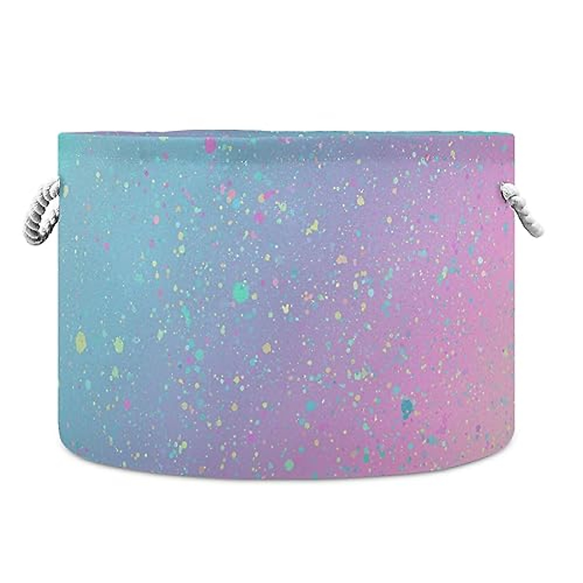 Large Storage Basket Unicorn Background with Rainbow Toy Storage Box Organizer Bins with Handles Laundry Hamper Basket for Home Decor