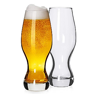LUXU Craft Beer Glasses Set of 2 Professional IPA Glasses,Lead-Free Crystal Beer Pint Glass,Clear Pilsner Wheat Beer Glasses,Solid Glassware Beer Cup,Classic Beer Gifts for Lager,Ale,Water and Men