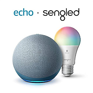 Echo (4th Gen) | Twilight Blue with Sengled Bluetooth Color bulb | Alexa smart home starter kit