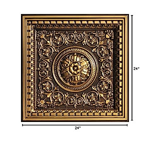 From Plain To Beautiful In Hours VC02 Rhine Valley PVC 2' x 2' Lay-in Ceiling Tile (Covers / 100 sq.ft), Antique Gold, 25 Piece