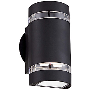 Wynnsboro Modern Outdoor Wall Light Fixture LED Black Aluminum 7 3/4" Tempered Clear Glass Up Down for Exterior House Porch Patio Outside Deck Garage Yard Front Door Garden Home - Possini Euro Design