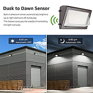 Lepro LED Wall Pack Light with Dusk to Dawn Photocell, 120W 17400LM 600W Metal Halide Equivalent, 5000K Daylight IP65 Waterproof Commercial Wall Mount Outdoor Security Lighting Fixture,UL & DLC Listed