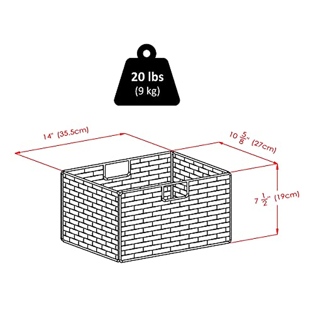 Winsome Omaha Storage/Organization, 2 Baskets, Black/Chocolate